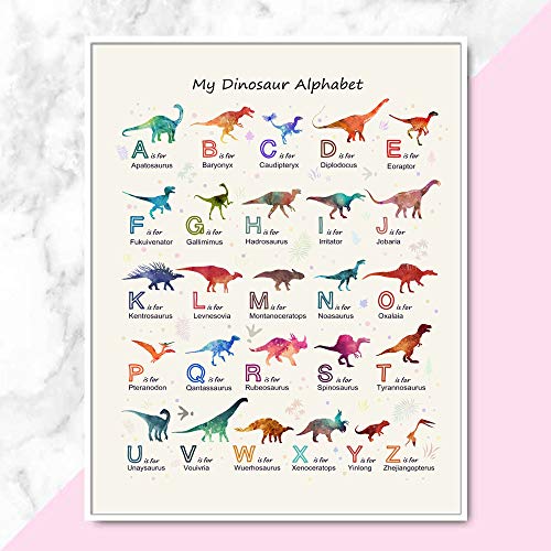 8x10inch Print, Dinosaur Alphabet Print, Dinosaur Wall Art, Toddler Room Decor, Dinosaur Gift for Kids, Alphabet Prints, ABC Print, Classroom Decor, 8x10 Inch Unframed (8X10 INCH)