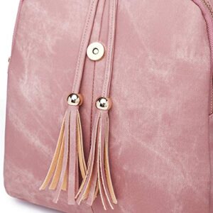 nice--buy Tassel Backpack PU Leather Shoulder Bag Women Fashion Backpack Casual Daypack Travel Lady Bag Crossbody Satchel Shoulder (Khaki)