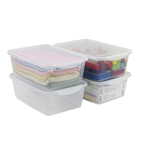 Farmoon 14 Quart Clear Storage Bin, Plastic Latch Containers/Boxes with Lid, 4 Packs