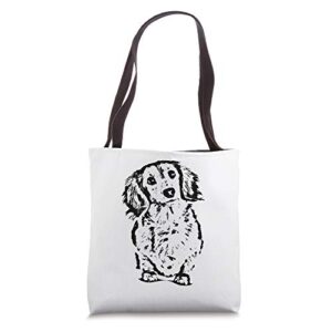 long hair dachshund lover doxie mom dad cute wiener dog tote bag