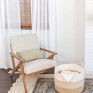 OrganiHaus Woven Baskets for Storage | Modern Boho Laundry Basket | Cotton Rope Blanket Basket for Living Room | Extra Large Storage Basket for Kids | Laundry Hamper & Blanket Holder - Honey (20x13)