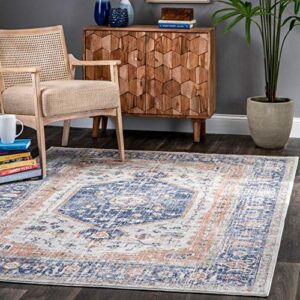 nuloom vintage jacquie floral area rug, 8′ x 11′, blue