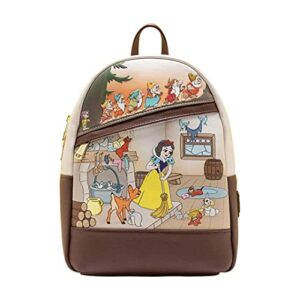 loungefly disney snow white and seven dwarfs multi scene womens double strap shoulder bag purse