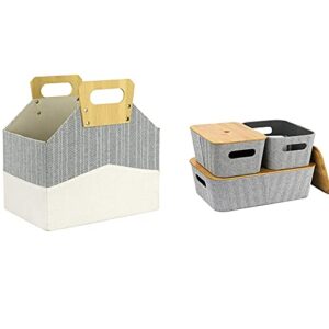 la jolie muse mid-century modern storage basket set of 3 lidded & modern magazine basket with bamboo handles