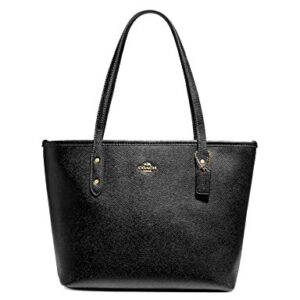 Coach Mini Leather City Zip Tote Purse - Black - #22967