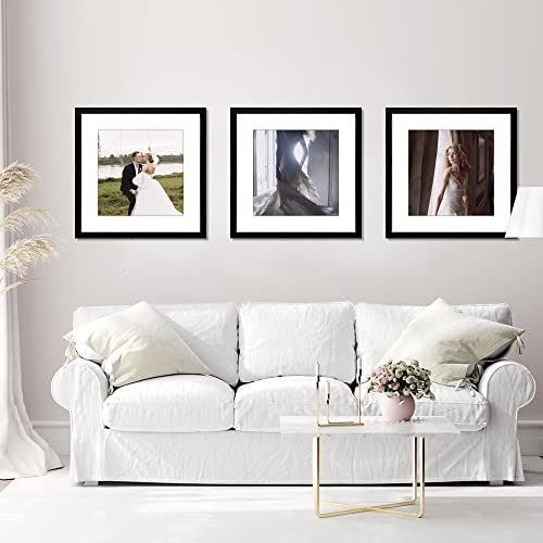 THREELOVE 20x20 Frame Black, Display Picture 16x16 with mat or 20x20 without mat, Photo Poster Picture Frame Wall Mounting Home Decor, 3 PCS