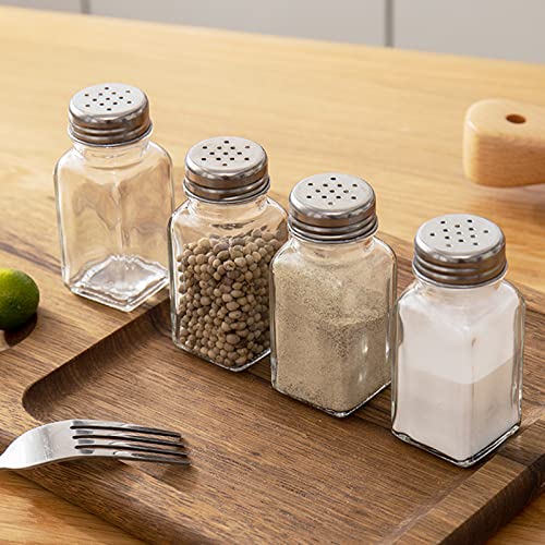 Tebery 30 Pack Glass Salt and Pepper Shaker Set with Stainless Steel Mushroom Top, 2.7oz Spice bottle for Kitchen, Restaurants and Catering, Classic Design