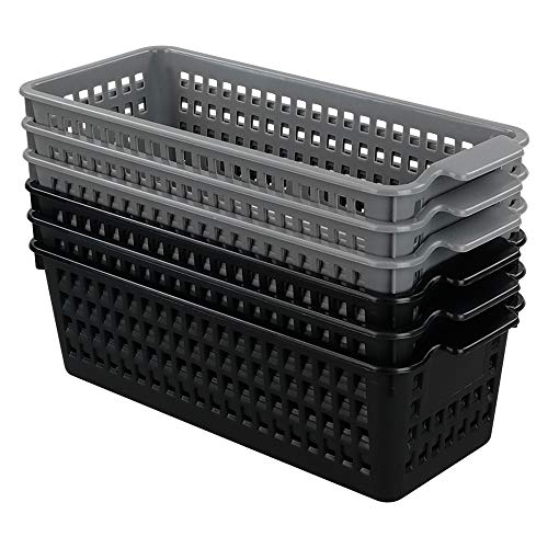 Ucake Small Rectangle Plastic Storage Basket, Slim Basket organizer, 6 Packs