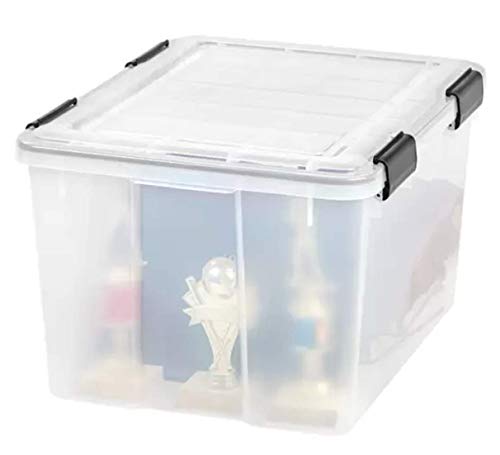 IRIS USA 46 QT Weathertight Gasket Storage Box with Buckles, Clear, 4 Pack