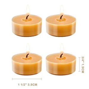 olorvela Beeswax Candles 12Pack Tealight Candles Handmade of Pure Beeswax, 4 Hour Burn Time, Clear Cup Beeswax Tea Lights