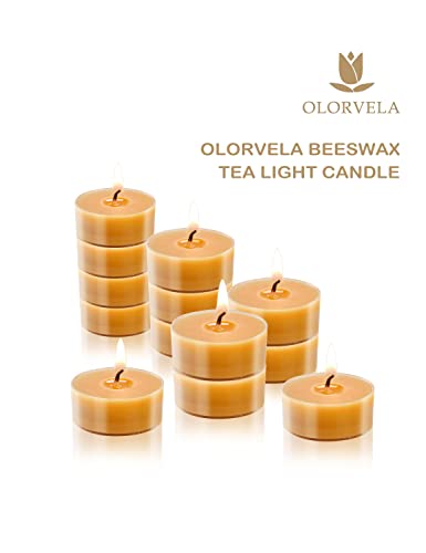 olorvela Beeswax Candles 12Pack Tealight Candles Handmade of Pure Beeswax, 4 Hour Burn Time, Clear Cup Beeswax Tea Lights