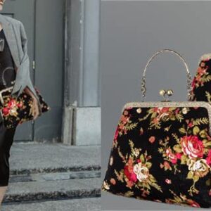 Abuyall Crossbody Tote Bag Floral Satchel Purse Handbag for Women Black-flower