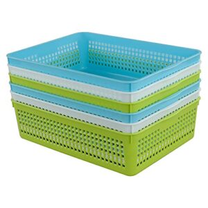 ucake a4 paper storage baskets, plastic file storage tray basket, 6 pack