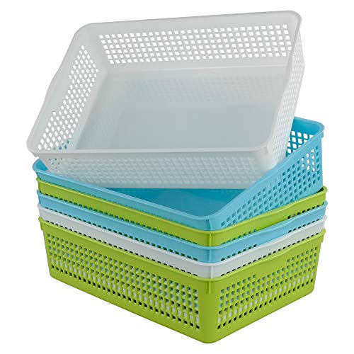 Ucake A4 Paper Storage Baskets, Plastic File Storage Tray Basket, 6 Pack