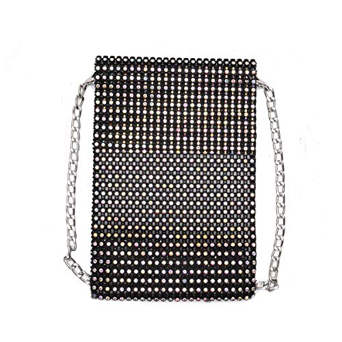 AIBEARTY Women Girls Sparkly Rhinestone Cell Phone Purse Mini Crossbody Bag Evening Clutch Shoulder Bag with Metal Chain