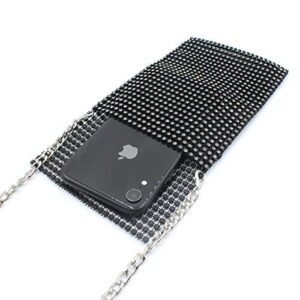 AIBEARTY Women Girls Sparkly Rhinestone Cell Phone Purse Mini Crossbody Bag Evening Clutch Shoulder Bag with Metal Chain