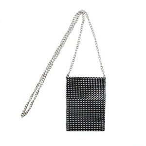 AIBEARTY Women Girls Sparkly Rhinestone Cell Phone Purse Mini Crossbody Bag Evening Clutch Shoulder Bag with Metal Chain