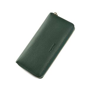 mandiva women’s leather wallet rfid blocking zip closure travel purse (green)