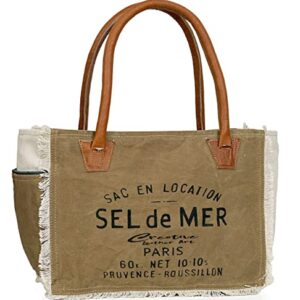 CLA Bags Sel De Mer Upcycled Canvas Small Handbag Upcycled Canvas & Cowhide Tote Bag Radiant Upcycled Canvas & Cowhide Leather Crossbody Bag (Khaki)