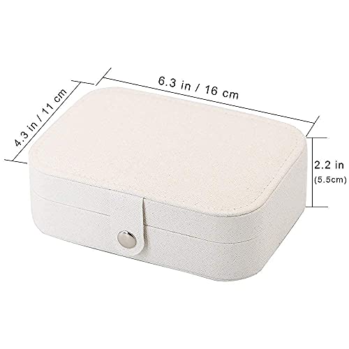 Travel Jewelry Organizer Box PU Leather Small Travel Case Portable Storage Holder Box for Earrings Necklaces Rings Bracelets (White)