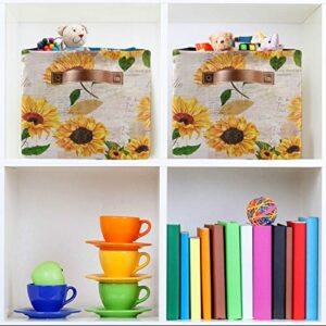 Mazeann Vibrant Sunflowers Storage Basket Bin Collapsible Foldable for Clothes Toys Storage Cabinets Waterproof Fabric Storage Box 15 x 11 x 9.5 inches 1PC