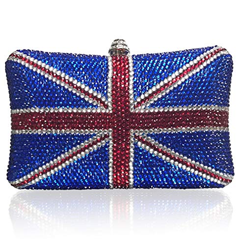 Marc Defang British Union Jack Crystal Handmade Couture Clutch (Large Rectangle)