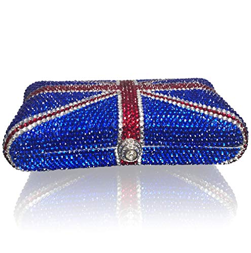 Marc Defang British Union Jack Crystal Handmade Couture Clutch (Large Rectangle)