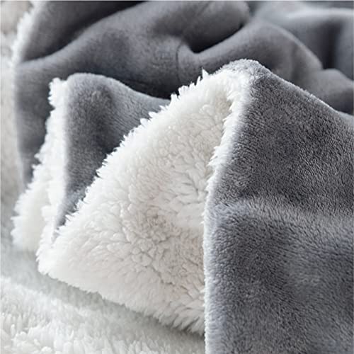 Belleville Sherpa Fleece Blanket Light Grey Throw Size 50 x 60 inches for Dorm Couch Bed Pet Soft Cozy Warm Thick Fuzzy Blankets for Fall Winter All Season