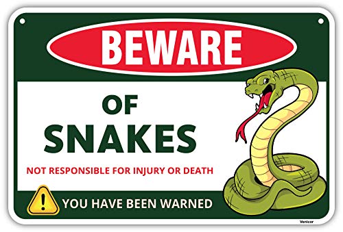 Venicor Snake Sign Decor - 8 x 12 Inches - Aluminum - Pet Snake Tank Accessories Tapestry Gifts Stuff Poster