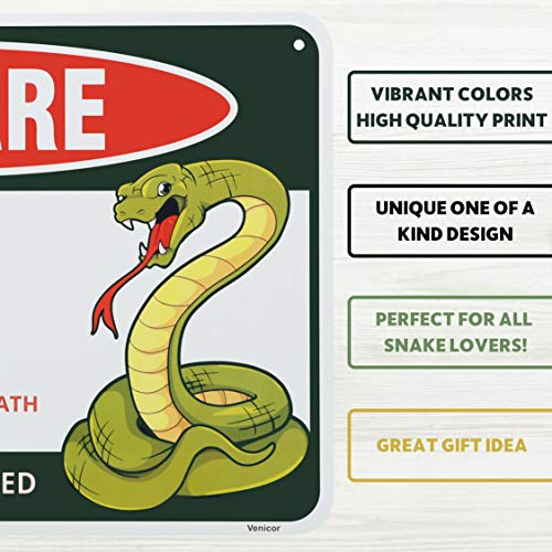 Venicor Snake Sign Decor - 8 x 12 Inches - Aluminum - Pet Snake Tank Accessories Tapestry Gifts Stuff Poster