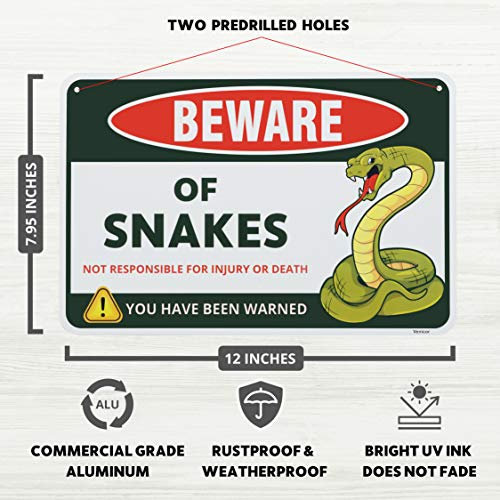 Venicor Snake Sign Decor - 8 x 12 Inches - Aluminum - Pet Snake Tank Accessories Tapestry Gifts Stuff Poster