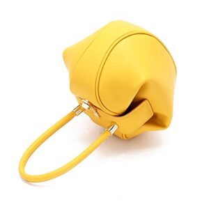 Mn&Sue Fashion Designer Women's Genuine Leather Top Handle Handbag Evening Bag Party Prom Wedding Purse (Small, Yellow)