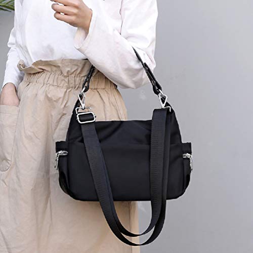 Womens Handbags Crossbody Bag Lightweight Nylon Hobo Purses Casual Shoulder Messenger Bag for Grils Waterproof Black