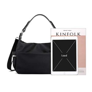 Womens Handbags Crossbody Bag Lightweight Nylon Hobo Purses Casual Shoulder Messenger Bag for Grils Waterproof Black