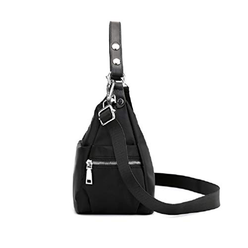 Womens Handbags Crossbody Bag Lightweight Nylon Hobo Purses Casual Shoulder Messenger Bag for Grils Waterproof Black