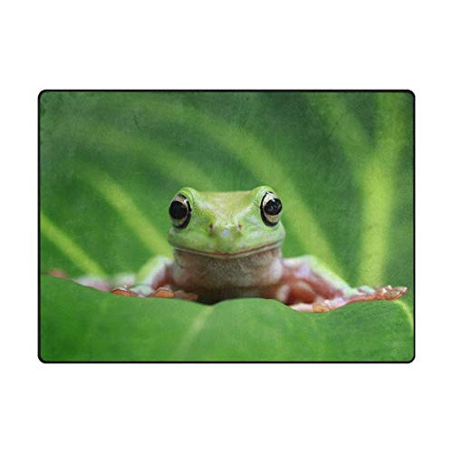 ALAZA Green Leaf Frog Non Slip Area Rug 5' x 7' for Living Dinning Room Bedroom Kitchen Hallway Office Modern Home Decorative