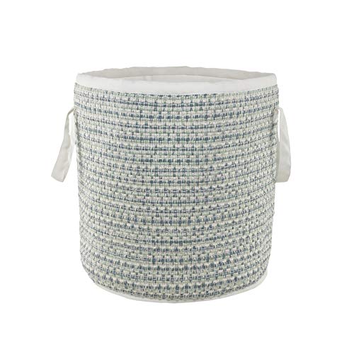 LR Home Interwoven Coastal Delight Indoor Outdoor Storage Basket, 21" x 21" x 21", Blue/Green/White