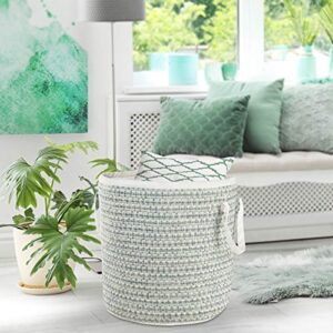 LR Home Interwoven Coastal Delight Indoor Outdoor Storage Basket, 21" x 21" x 21", Blue/Green/White