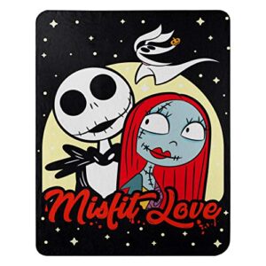 northwest nightmare before christmas jack skellington and sally misfit love fleece throw blanket, 45″ x 60″, multi color