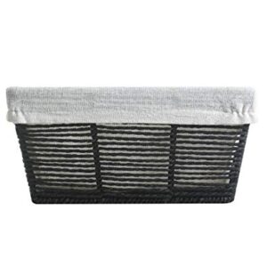 Urban Shop Set of 2 Stackable Farmhouse Organizer Storage Bins, Shelf Baskets with Fabric Liner, Black