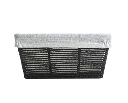 Urban Shop Set of 2 Stackable Farmhouse Organizer Storage Bins, Shelf Baskets with Fabric Liner, Black