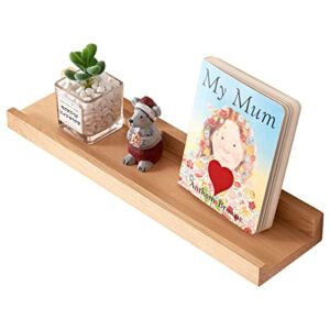 homwoo floating shelves natural wood wall shelves wall mounted picture ledge for home, living room, bedroom, bathroom, office,16 inches (natural,16 inches)