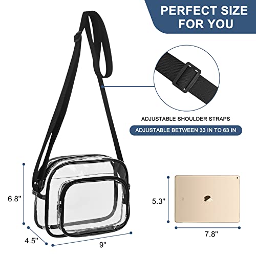 Oraben Clear Crossbody Purse Bag, Clear bag Stadium Approved for Concerts, Festivals (Black)