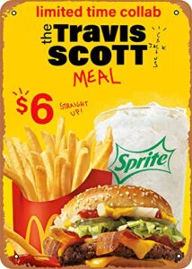 eicoco travis scott the travis scott meal plaque poster metal tin sign 8″ x 12″ vintage retro wall decor