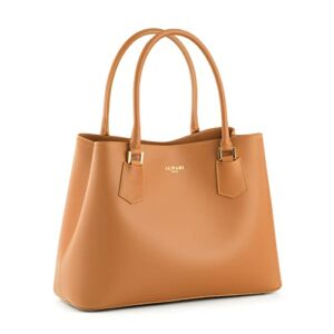 Alinari Firenze Leather Handbag for Women – Designer Tote Bag for Ladies in Elegant and Casual Style – Made in Italy (Camel)