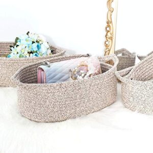 MINTWOOD Design Set of 4 Cotton Rope Nesting Baskets, Decorative Woven Nursery Baskets, Cute Closet Baskets and Bins for Shelves, Table Basket Organizers for Small Accessories, Light Brown