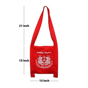 Thai buddha amulet boho hippie tote Limited crossbody bohemian good luck charms muay thai (White Twin Tiger - Red)