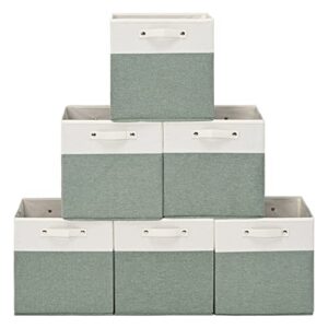 bndsklai foldable cube storage bins 13x13x13 inch [6-pack],collapsible shelf storage baskets,fabric storage basketss with handles,suitable for shelf,closet,cabinet(white/green)