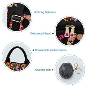 ALAZA Hippie Peace Sign Floral Backpack Purse for Women Anti Theft Fashion Back Pack Shoulder Bag