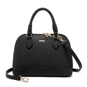 lovevook black purse for women small crossbody bags classic double zip top handle dome satchel bag